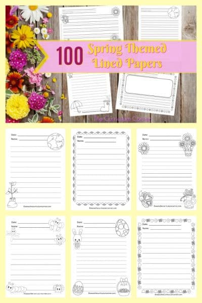 Spring Lined Writing Papers - The Curriculum Corner 123