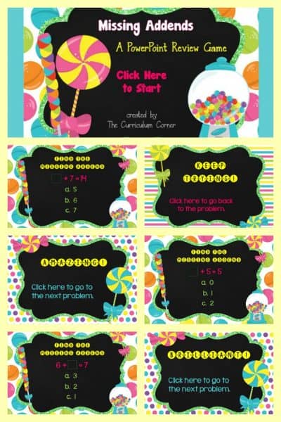 Candy Missing Addends PowerPoint Game - The Curriculum Corner 123