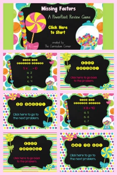 Candy Missing Factors PowerPoint Game - The Curriculum Corner 123