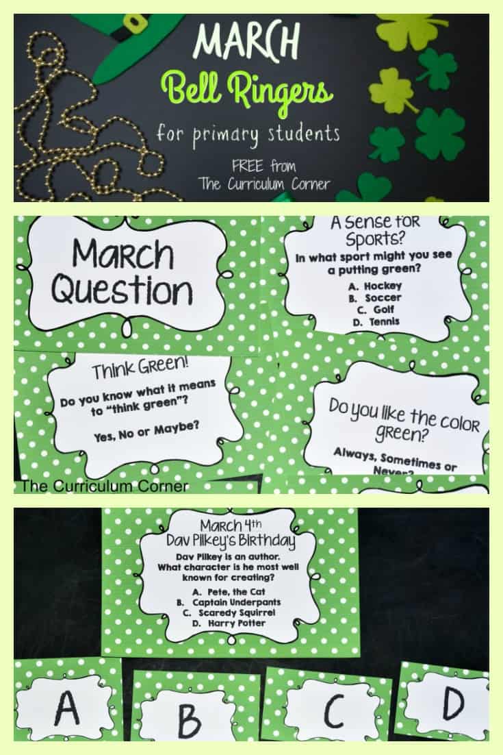 March Bell Ringer Questions - The Curriculum Corner 123