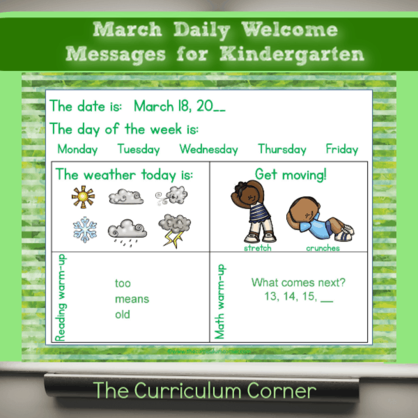 march daily kinder feature - The Curriculum Corner 123