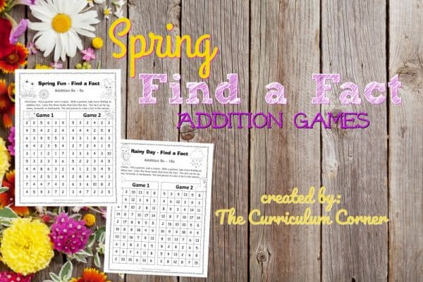 Spring Find a Fact Addition - The Curriculum Corner 123