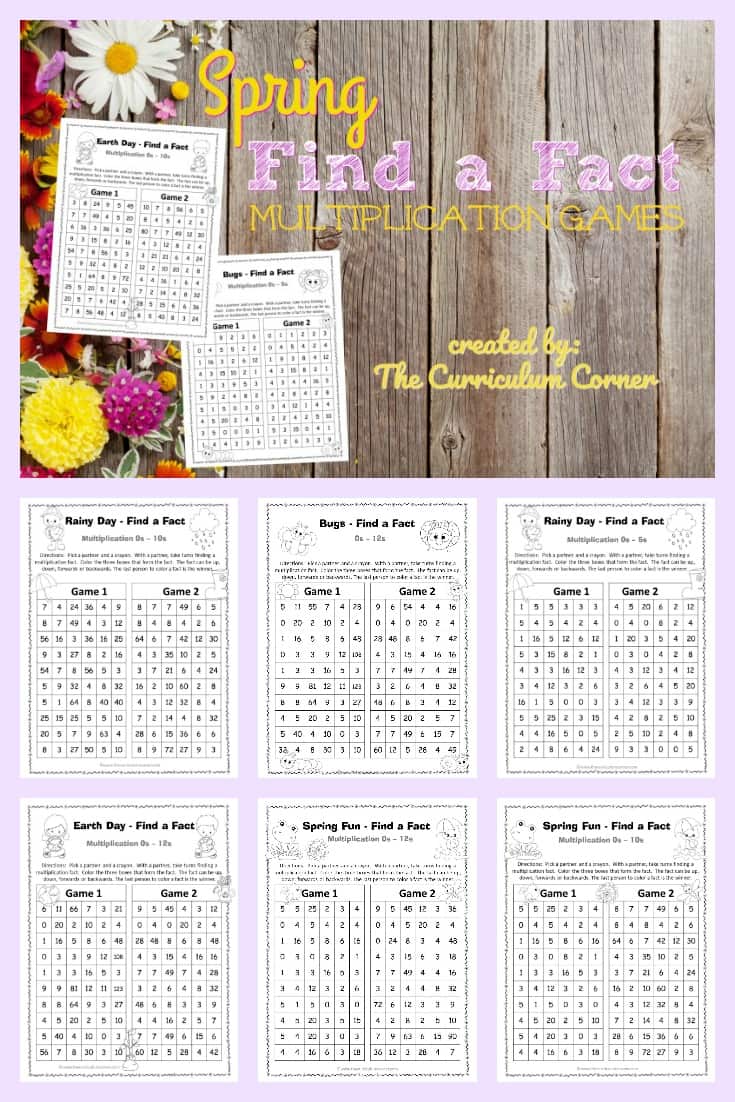 Spring Find a Fact Games (Multiplication) - The Curriculum Corner 123