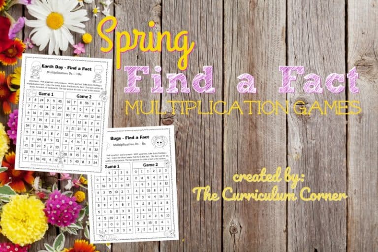 Spring Find a Fact Games (Multiplication) - The Curriculum Corner 123