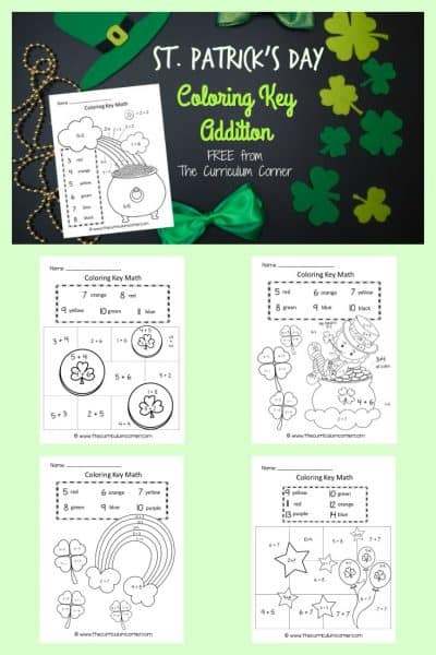 St. Patrick's Day Color Key Addition - The Curriculum Corner 123