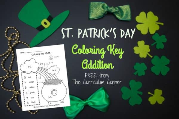 St. Patrick's Day Color Key Addition - The Curriculum Corner 123