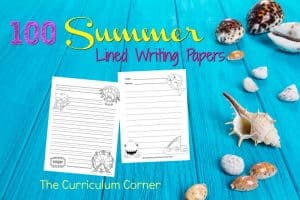 Summer Lined Writing Papers - The Curriculum Corner 123