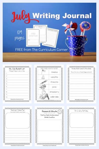 July Writing Journal - The Curriculum Corner 123
