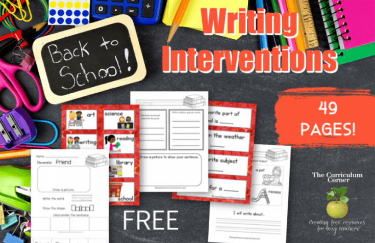 Back to School Writing Interventions - The Curriculum Corner 123