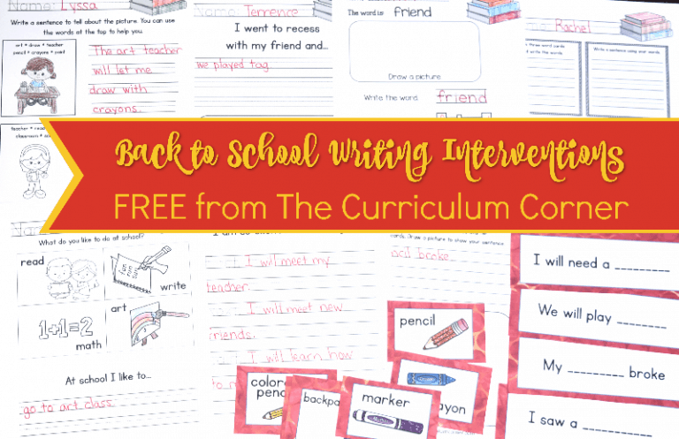 Back to School Writing Interventions - The Curriculum Corner 123