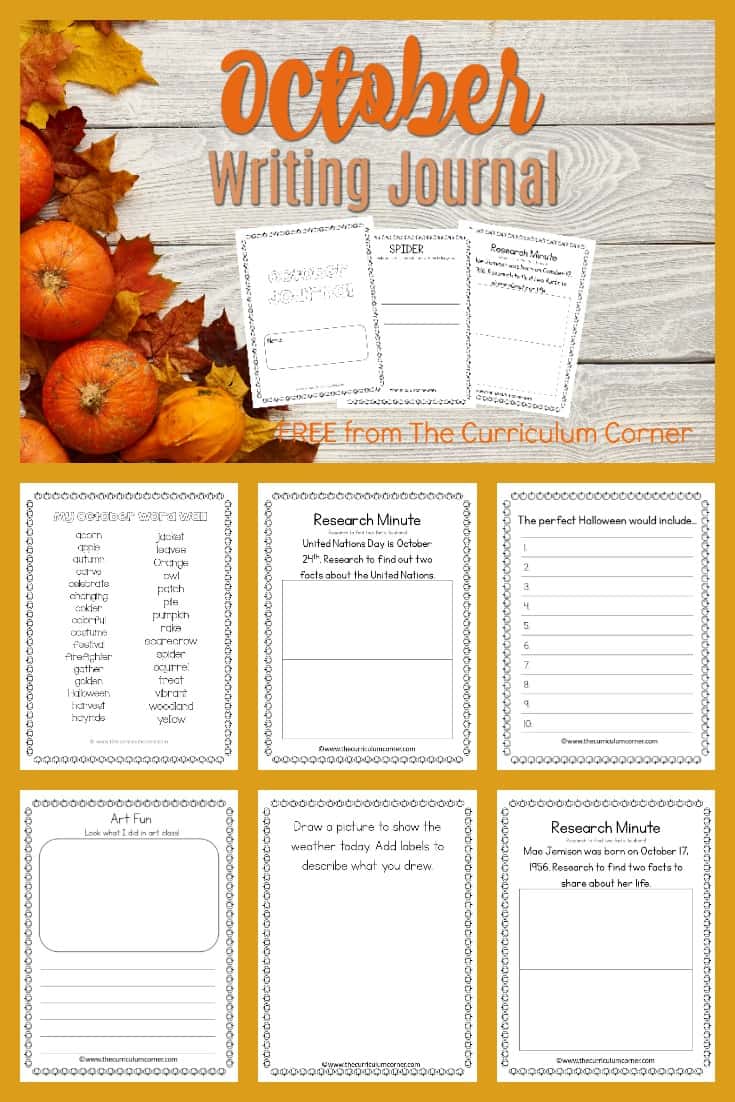 October Writing Journal - The Curriculum Corner 123