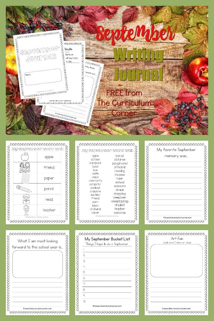 September Writing Journal - The Curriculum Corner 123