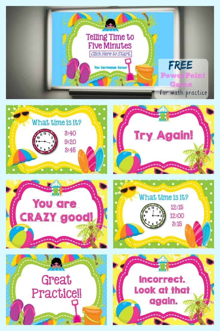Telling Time to Five Minutes PowerPoint Game - The Curriculum Corner 123