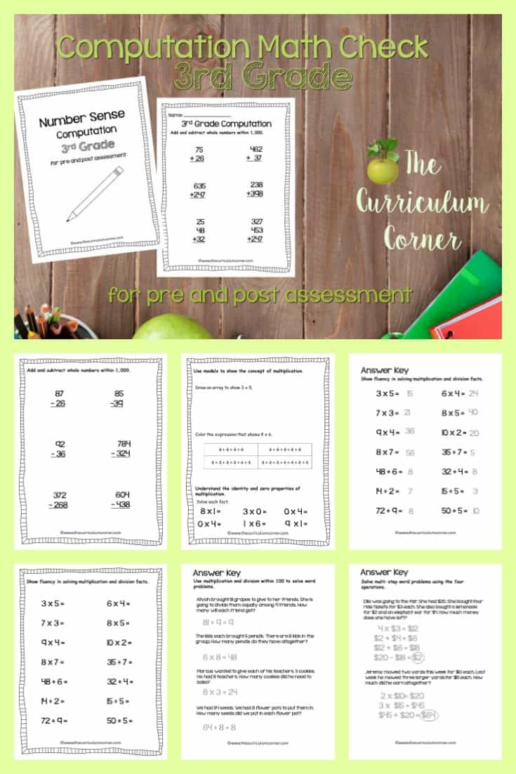 Math Check 3rd Grade Computation The Curriculum Corner 123