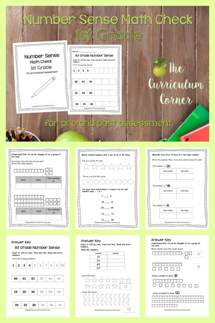 Math Check: 1st Grade Number Sense - The Curriculum Corner 123