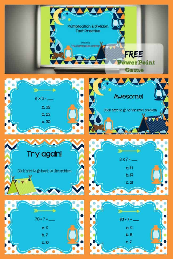 Camping Multiplication & Division PowerPoint Game - The Curriculum ...