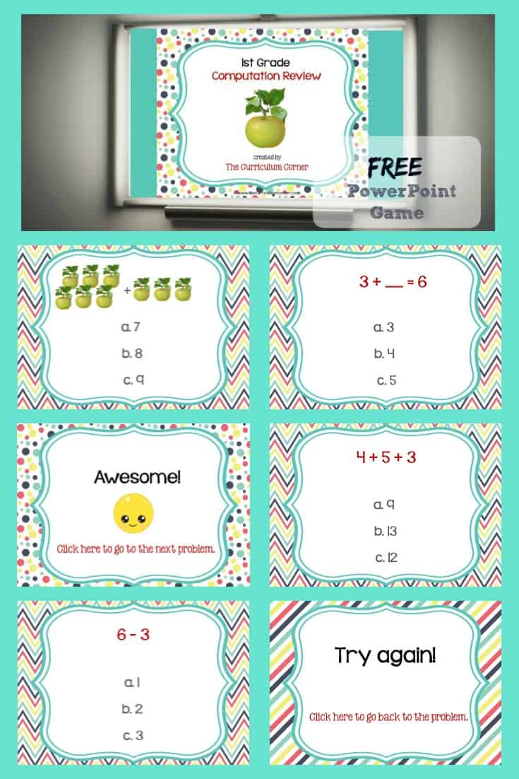 Review Game: 1st Grade Computation - The Curriculum Corner 123