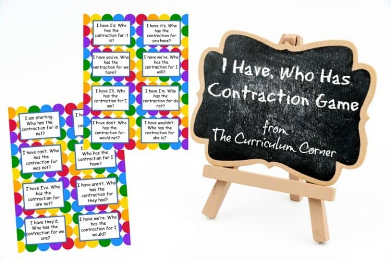 Contractions I Have, Who Has Game - The Curriculum Corner 123