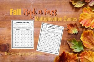 Fall Find a Fact Multiplication Games - The Curriculum Corner 123