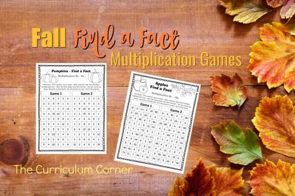Fall Find a Fact Multiplication Games - The Curriculum Corner 123