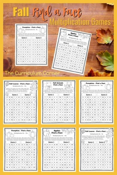 Fall Find a Fact Multiplication Games - The Curriculum Corner 123