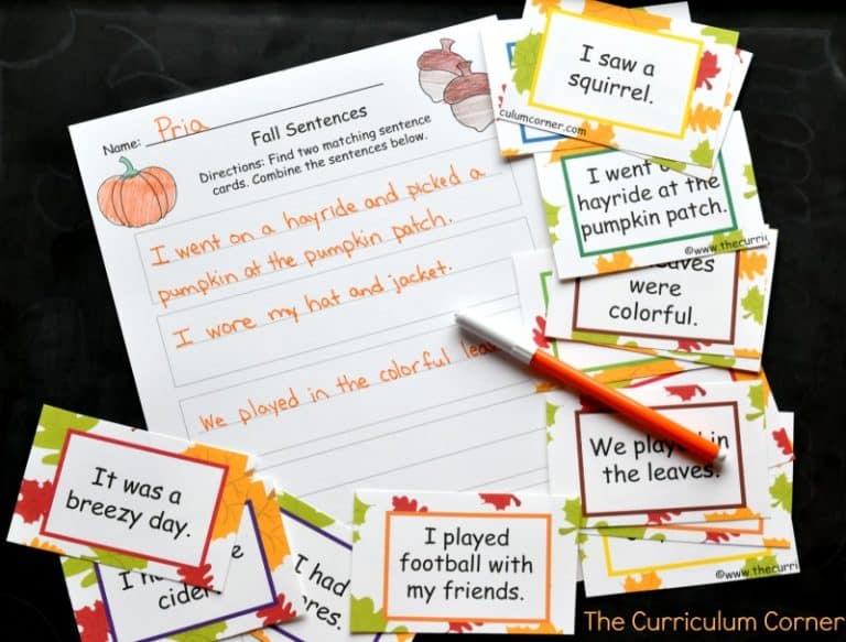 Combining Fall Sentences - The Curriculum Corner 123