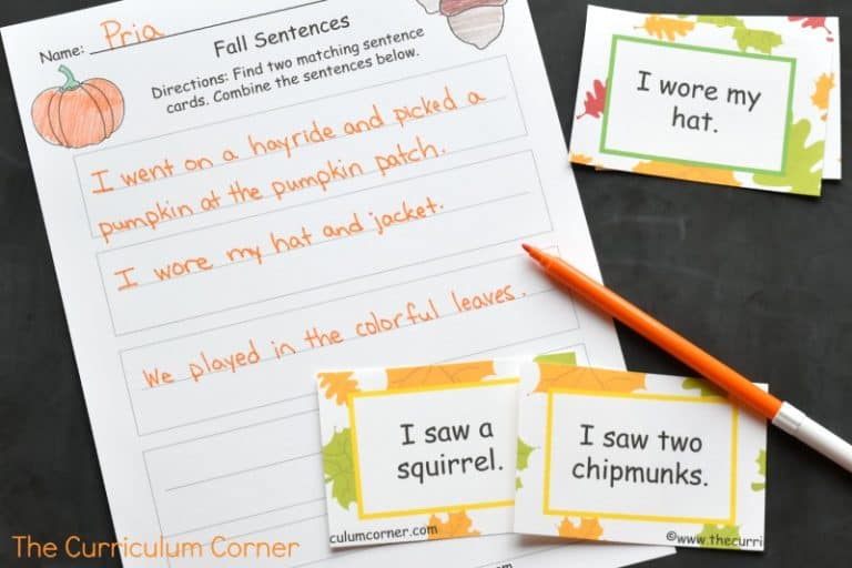 Combining Fall Sentences - The Curriculum Corner 123