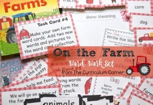 On the Farm Word Work Set - The Curriculum Corner 123