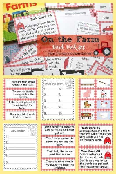 On the Farm Word Work Set - The Curriculum Corner 123