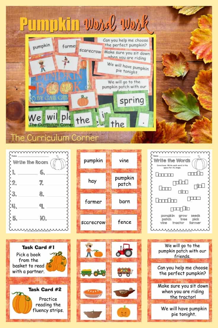 Pumpkin Patch Word Work Set - The Curriculum Corner 123
