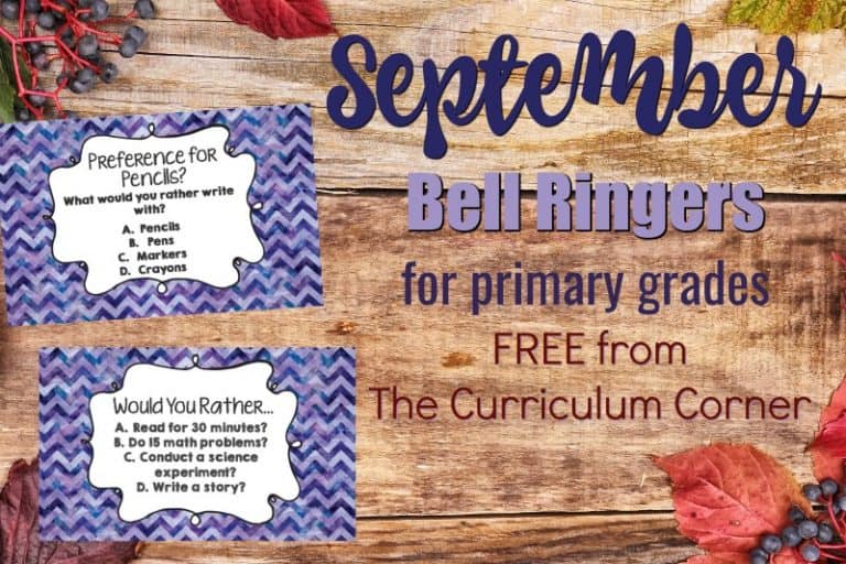 September Bell Ringer Questions - The Curriculum Corner 123