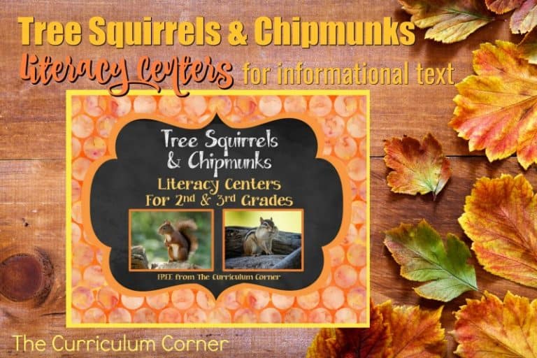 Tree Squirrels & Chipmunks Literacy Centers - The Curriculum Corner 123