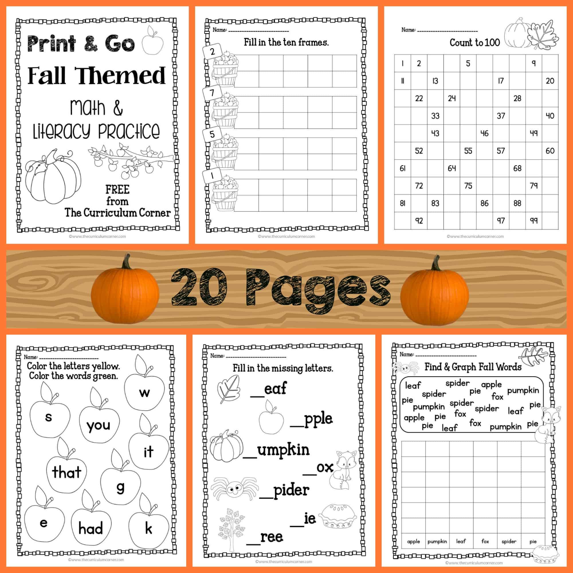 fall printgo feature - The Curriculum Corner 123