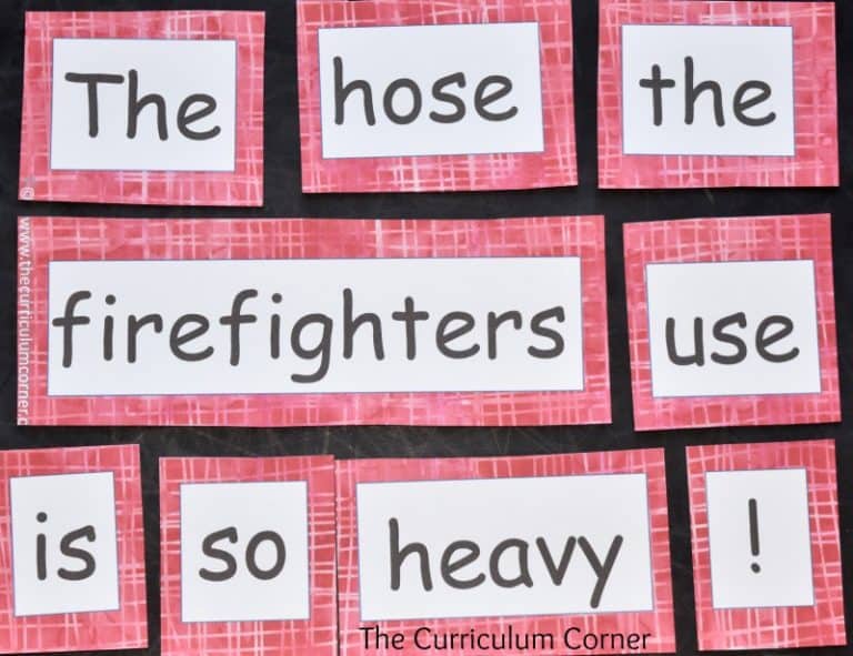 Firefighter Word Work - The Curriculum Corner 123