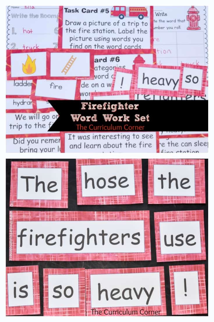 Firefighter Word Work - The Curriculum Corner 123