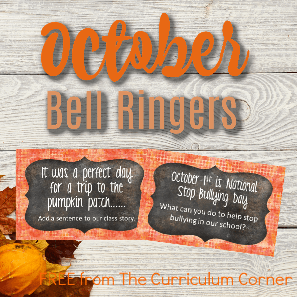 october bell ringers feature - The Curriculum Corner 123