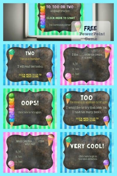 To, Two, Too PowerPoint Game - The Curriculum Corner 123