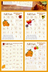 Fall Multiplication Bump Games - The Curriculum Corner 123