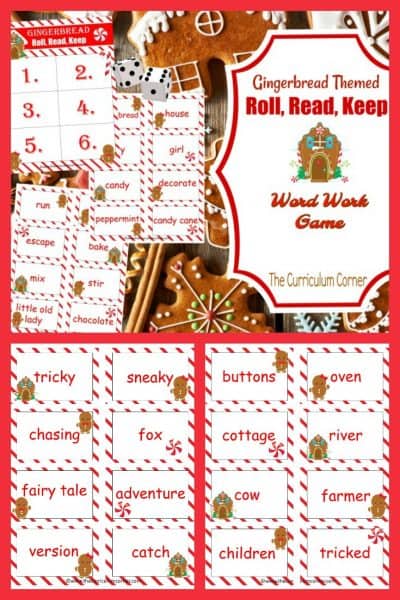 Gingerbread Roll, Read, Keep Game - The Curriculum Corner 123