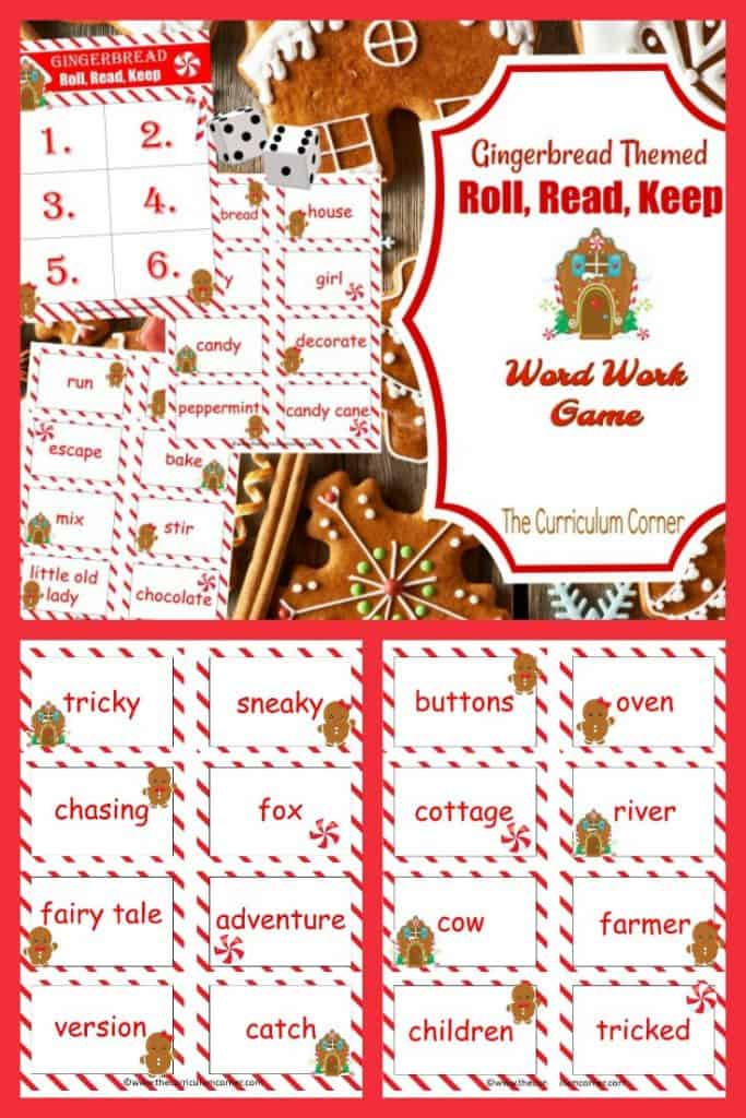 Gingerbread Roll, Read, Keep Game - The Curriculum Corner 123