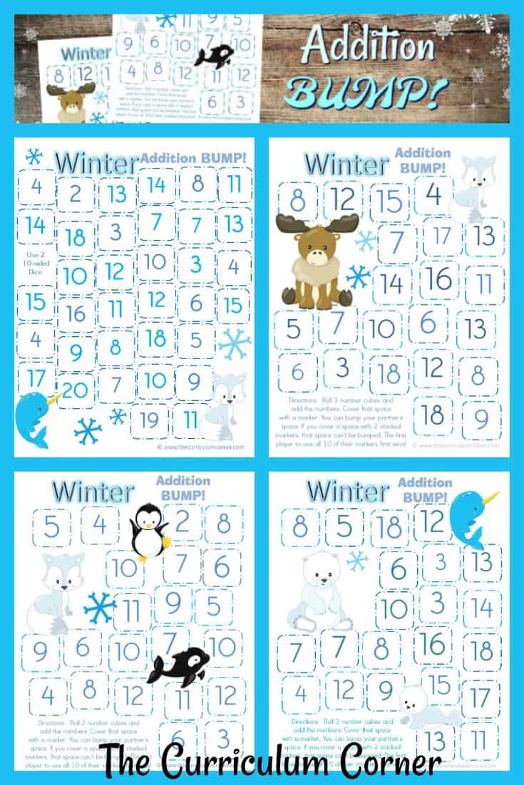 Winter Addition BUMP! - The Curriculum Corner 123