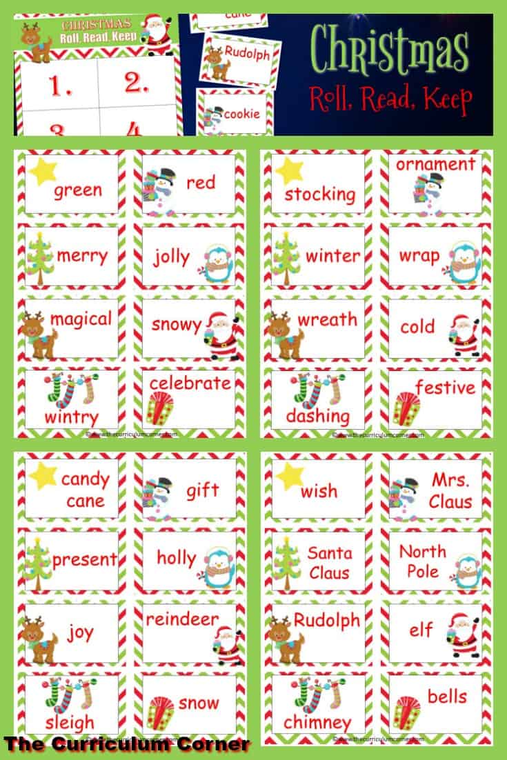 Christmas Roll, Read, Keep - The Curriculum Corner 123