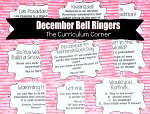 December Bell Ringer Questions - The Curriculum Corner 123