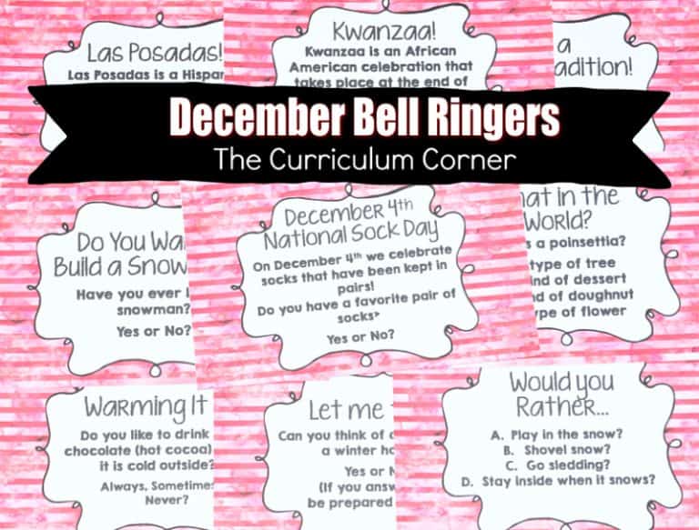 December Bell Ringer Questions - The Curriculum Corner 123