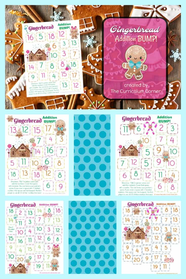 Gingerbread Addition BUMP! Games - The Curriculum Corner 123