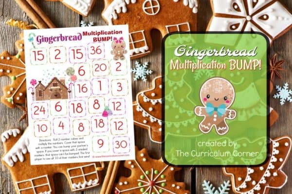 Gingerbread Multiplication Bump Games - The Curriculum Corner 123