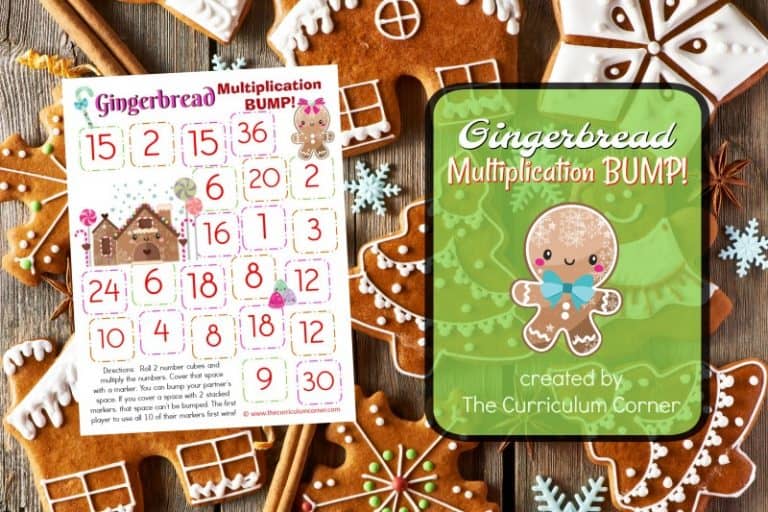 Gingerbread Multiplication Bump Games - The Curriculum Corner 123