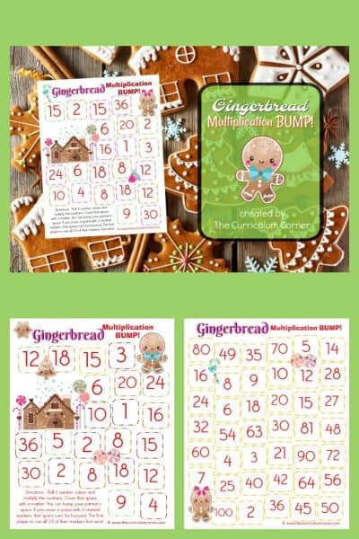 Gingerbread Multiplication Bump Games - The Curriculum Corner 123