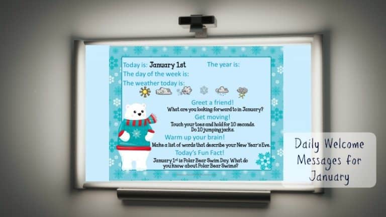 January Daily Welcome Messages - The Curriculum Corner 123