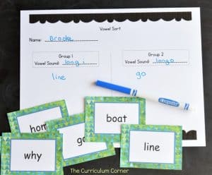 Long Vowel Sort Center - The Curriculum Corner 123